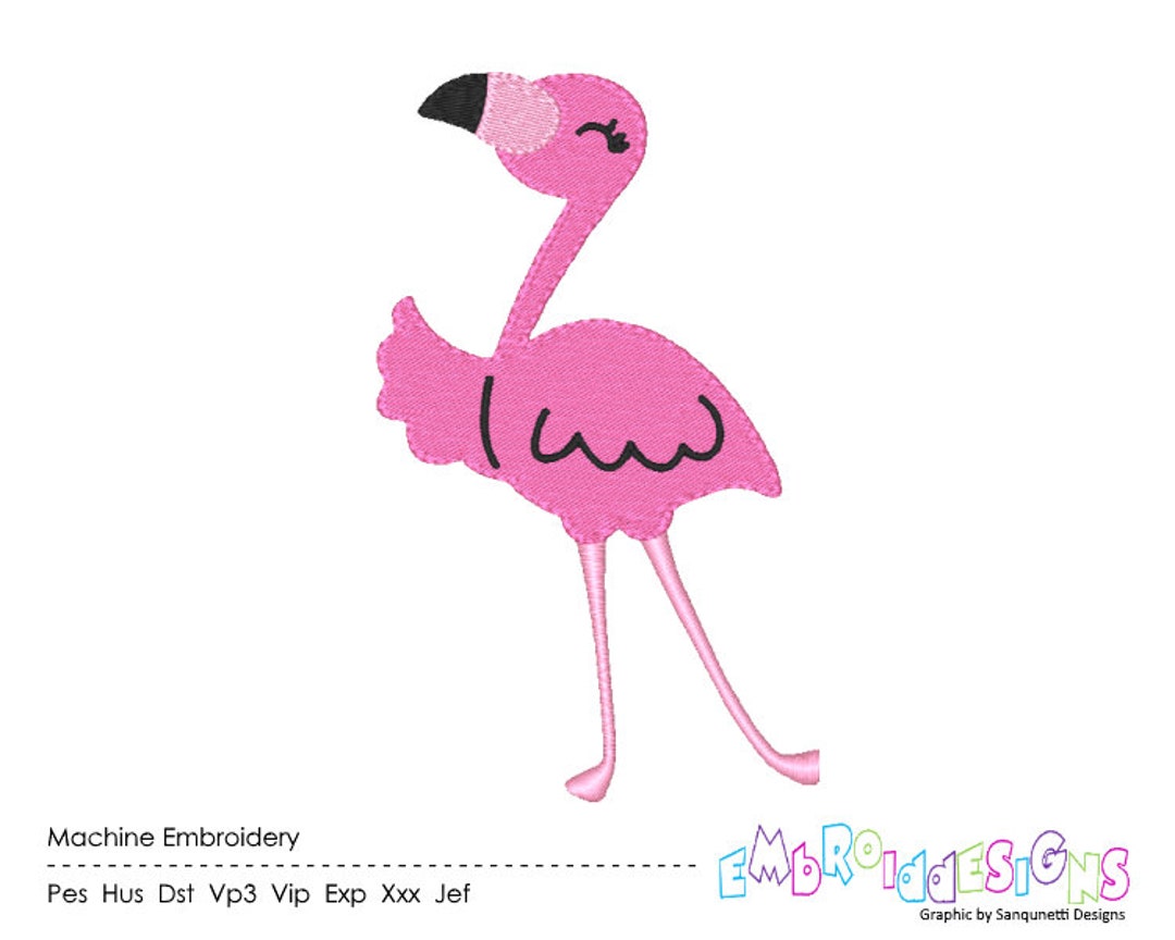 Flamingo Embroidery Design Cute Bird Flamingo Pattern - Etsy