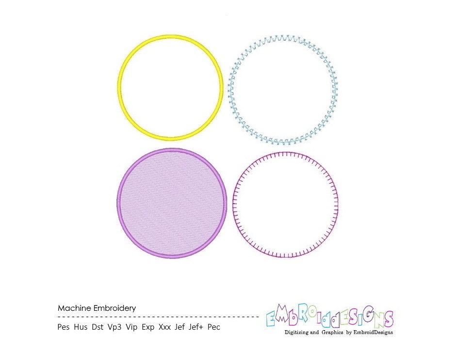 Circle Embroidery Designs Set of 4 Blanket Stitch Applique - Etsy