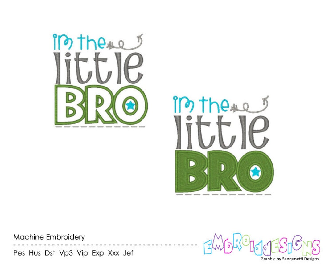 Little Brother Machine Embroidery Design Filled Stitch and Applique Set ...