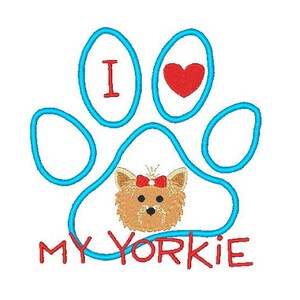 Yorkie Applique Machine Embroidery Design Dog Applique Design Sayings ...