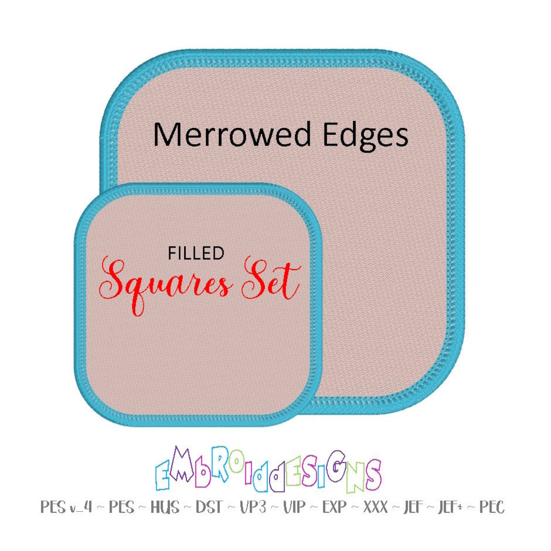 Square Machine Embroidery Design - Round Corners - Merrowed Edges ...