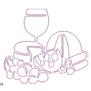 Wine Machine Embroidery Design Set Cheese Embroidery Designs Continuous ...