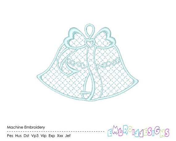 Lace Wedding Bells Machine Embroidery Design Ornament Wedding | Etsy