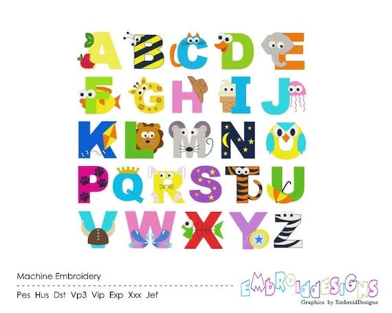 Alphabet Machine Embroidery Font Set of 52 Letters 2 Inch 3 - Etsy