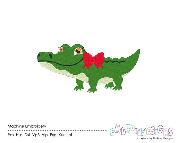 Alligator Machine Embroidery Design 061814 Filled Stitch 4X4 - Etsy