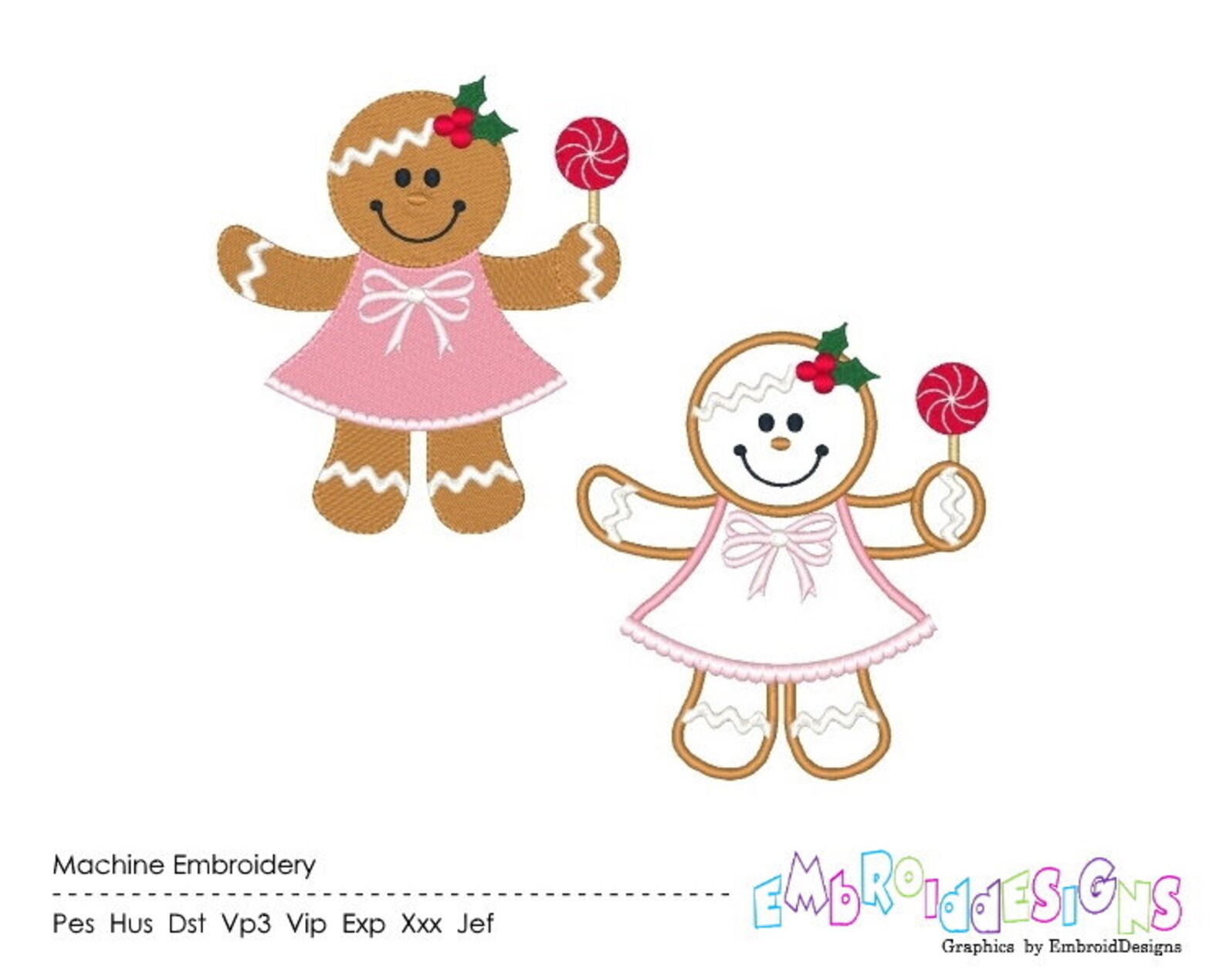 Ginger Girl Embroidery Design Set Gingerbread Embroidery | Etsy