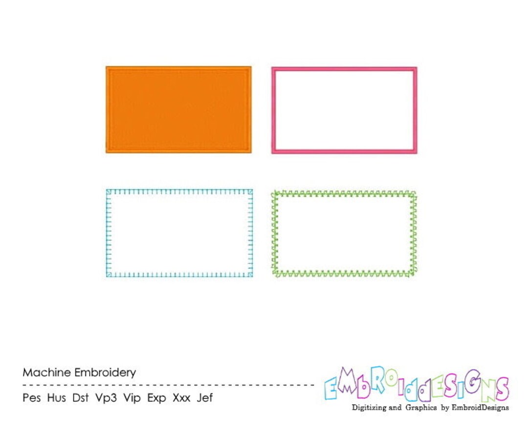 Rectangle Applique Embroidery Designs: Blanket & Zigzag Stitch (digital ...