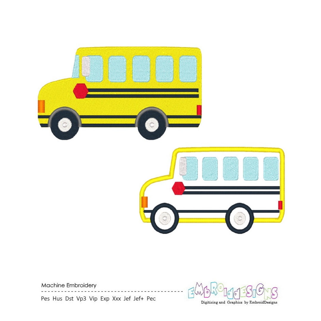 Vintage-inspired School Bus Embroidery Patterns - High-quality Digital ...