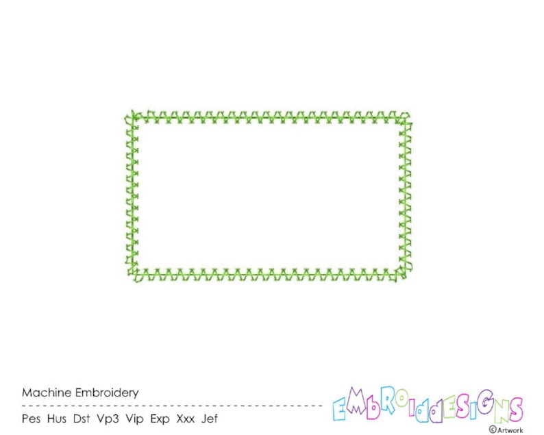 Rectangle Frame Embroidery Design Zigzag Stitch Rectangle - Etsy