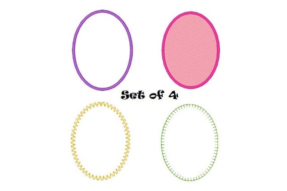 Oval Embroidery Designs Set of 4 Oval Applique Embroidery | Etsy