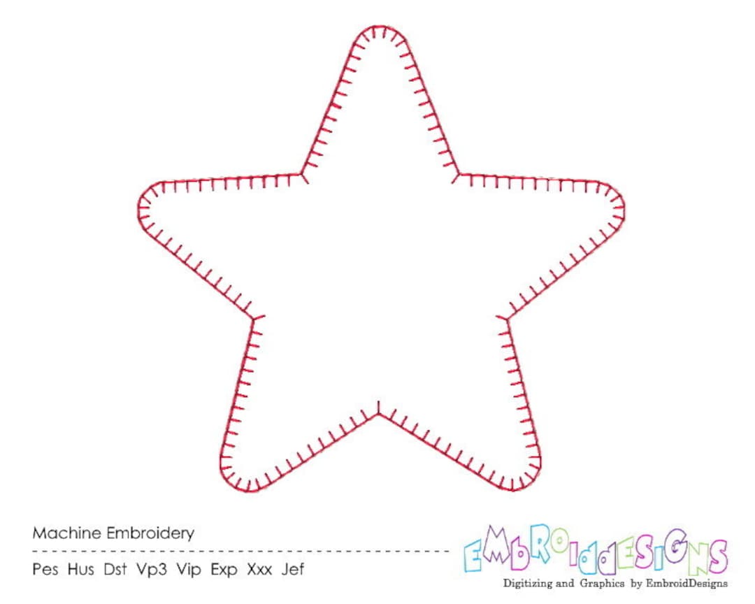 Star Applique Machine Embroidery Design - Blanket Stitch - Etsy