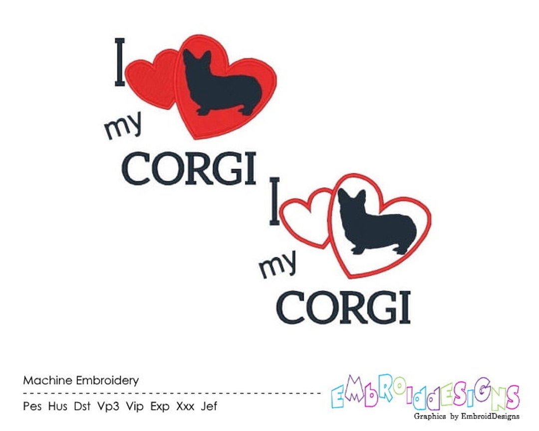 Corgi Machine Embroidery Designs Set Applique Dog Filled Stitch Design ...