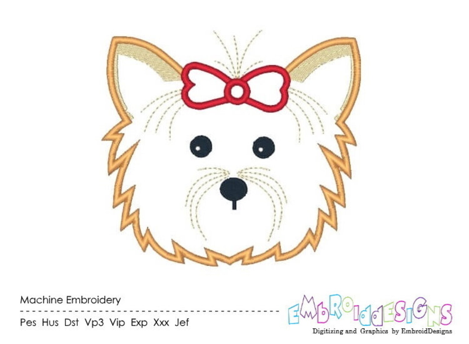 Yorkie Applique Machine Embroidery Design Yorkshire Terrier - Etsy