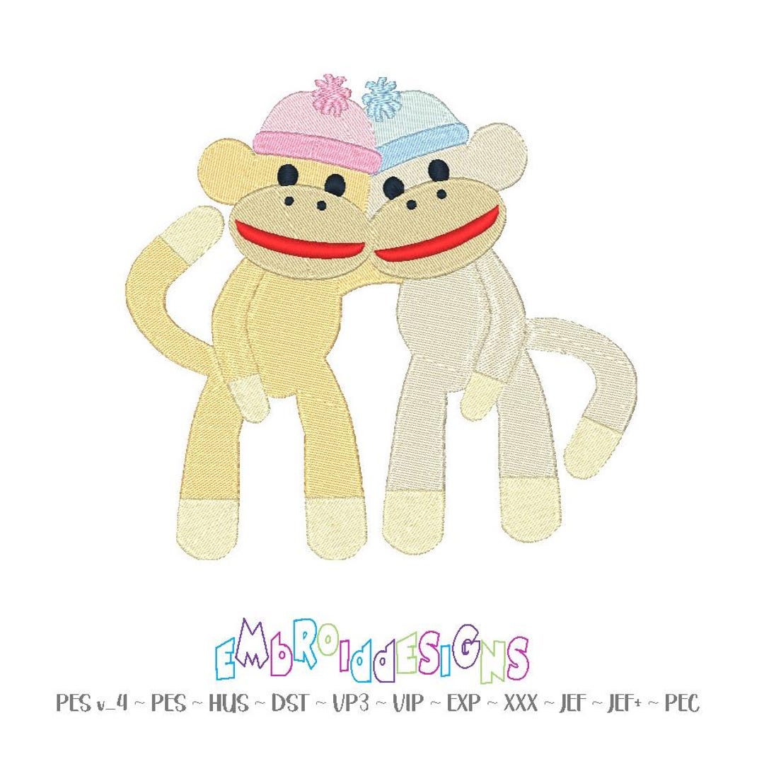 Cute Sock Monkey Embroidery Design - Digital Download File - Etsy
