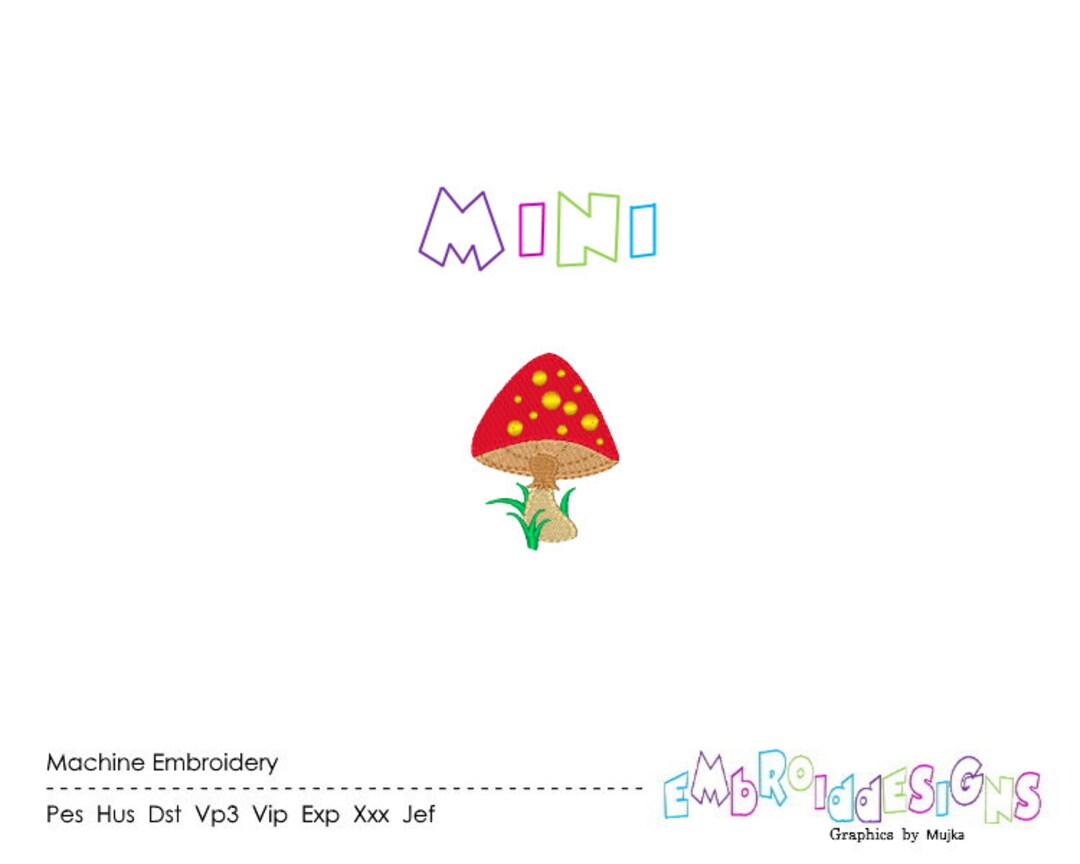 Mini Mushroom 4 Embroidery Designs Toadstool Embroidery Mushroom ...