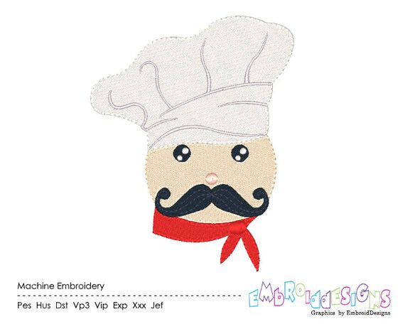 Chef Machine Embroidery Design Kitchen Embroidery Instant | Etsy