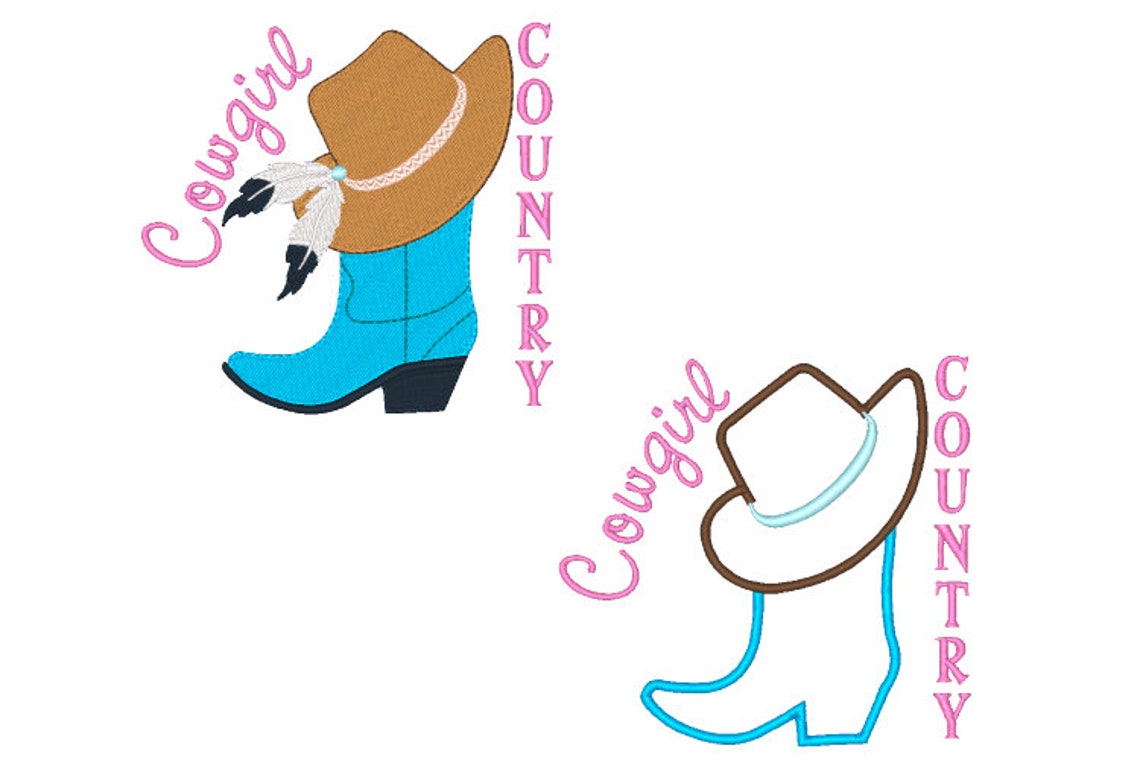 Cowgirl Country Embroidery Applique Design Machine Embroidery - Etsy