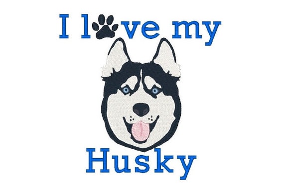 Husky Machine Embroidery Design Dog Embroidery Designs I Love | Etsy