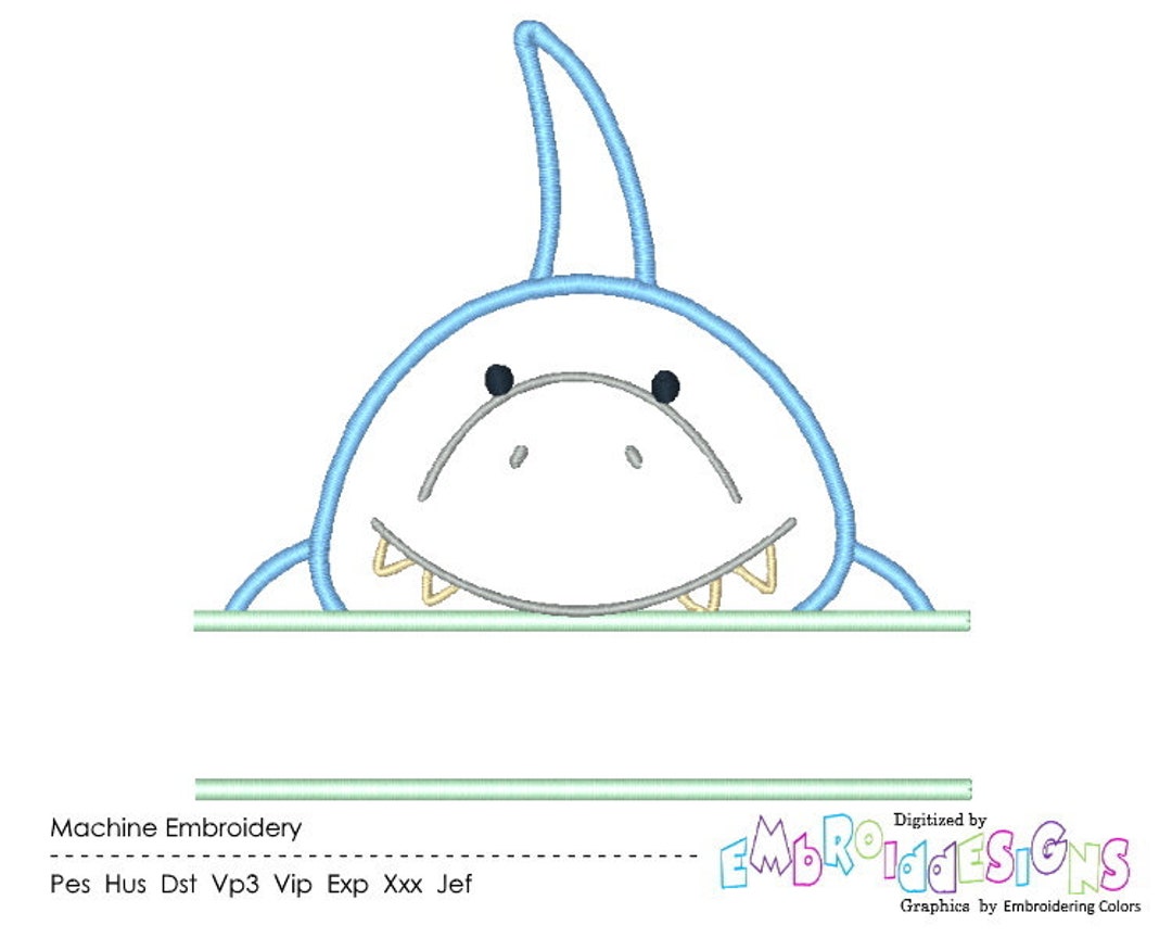 Shark Machine Embroidery Applique Design Monogram Ocean Beach ...