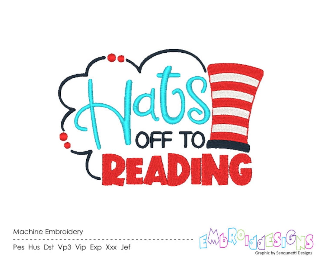 Hats off to Reading Embroidery Design (digital Download) - Etsy