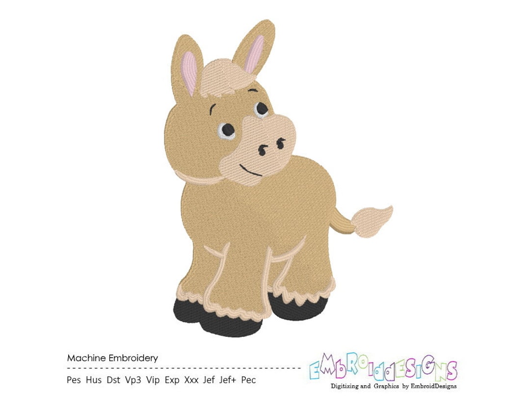 Donkey Machine Embroidery Design Cute Farm Animal Instant Download - Etsy