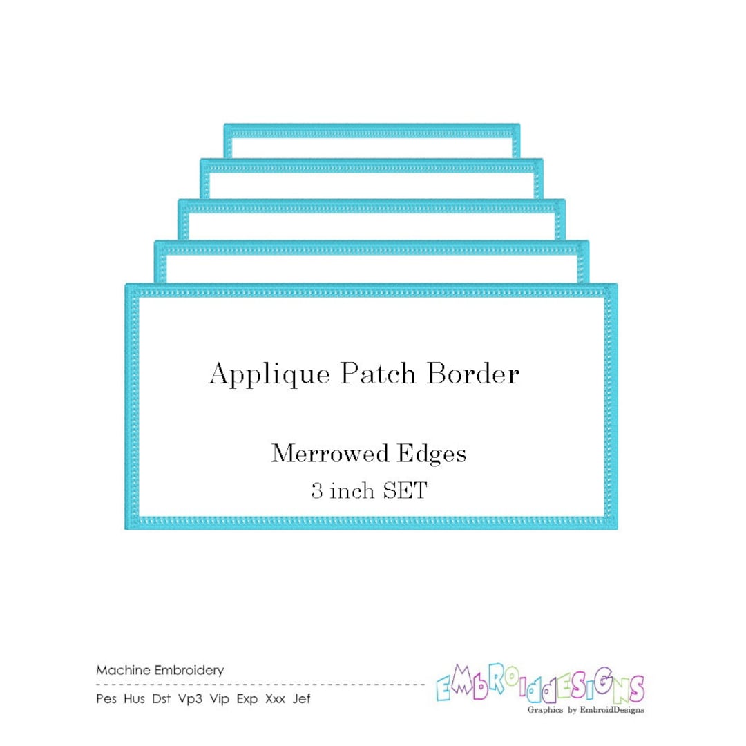 Rectangle Frame Patch Set Merrowed Edges Instant Download Embroidery ...