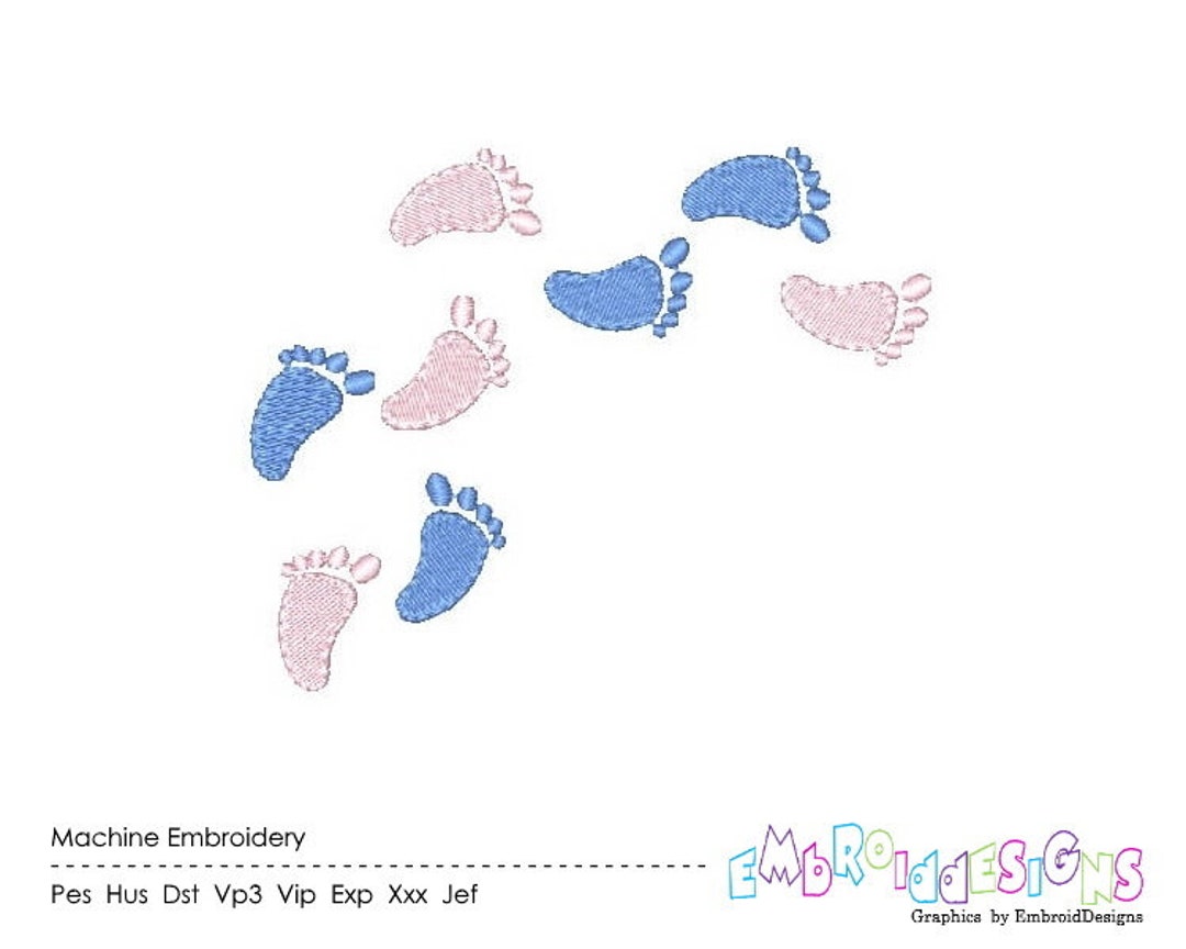 Footprints Embroidery Design Children Filled Stitch Baby Embroidery ...