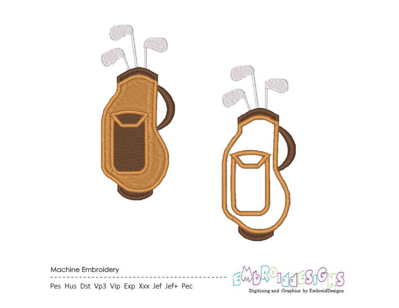 Golf Bag Applique Machine Embroidery Design Sports Embroidery - Etsy