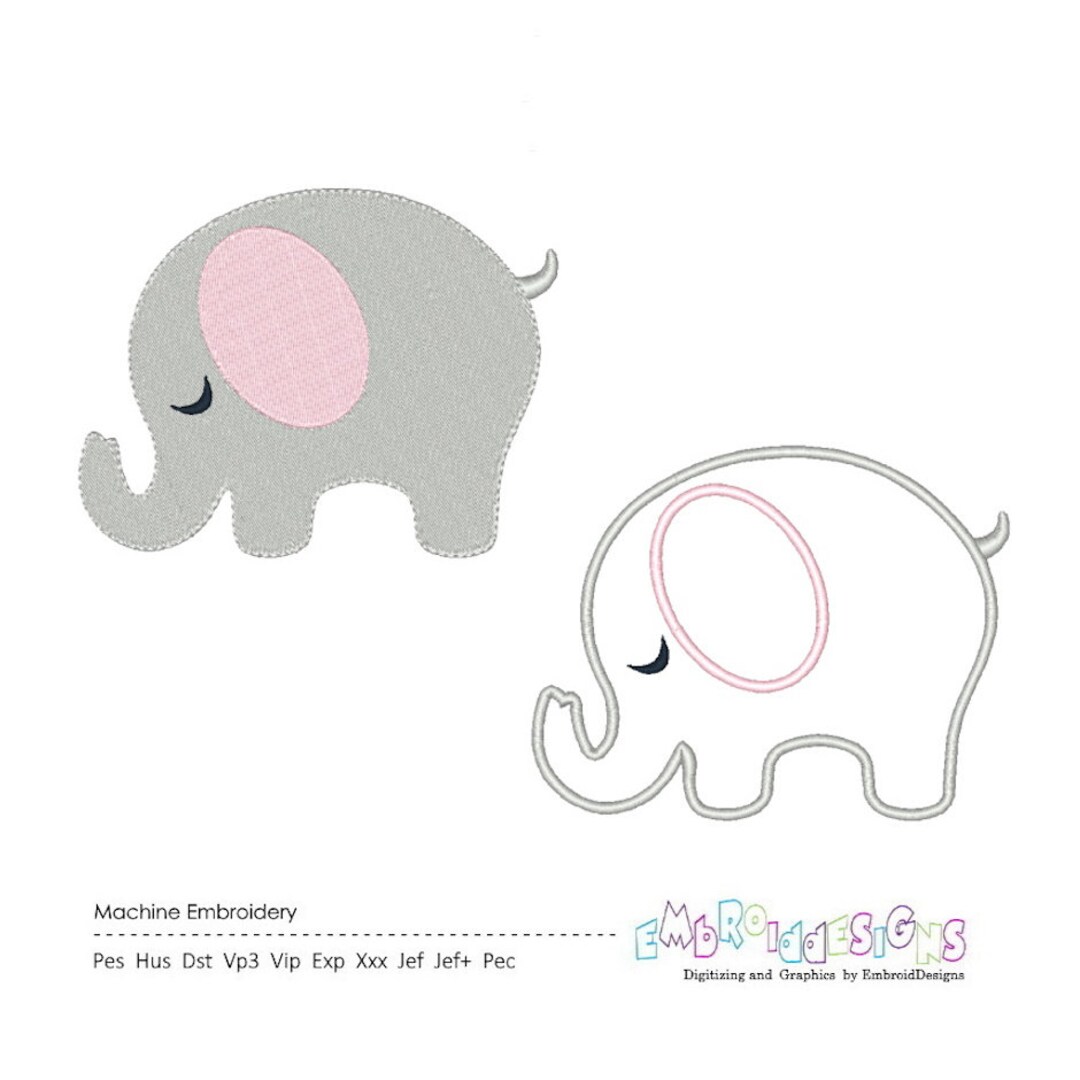 Adorable Baby Elephant Jungle Animal Machine Embroidery Designs Instant ...