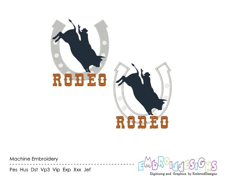 Rodeo Machine Embroidery Designs Set Applique Horseshoe - Etsy