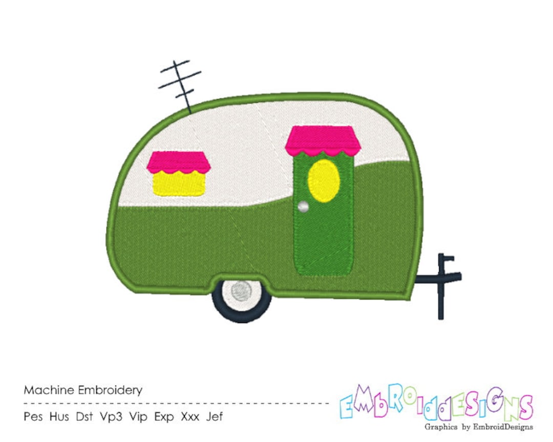 Camper Machine Embroidery Design Filled Stitch Instant Download - Etsy