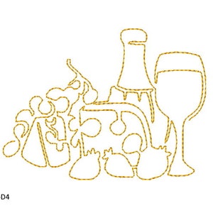 Wine Machine Embroidery Design Set Cheese Embroidery Designs Continuous ...