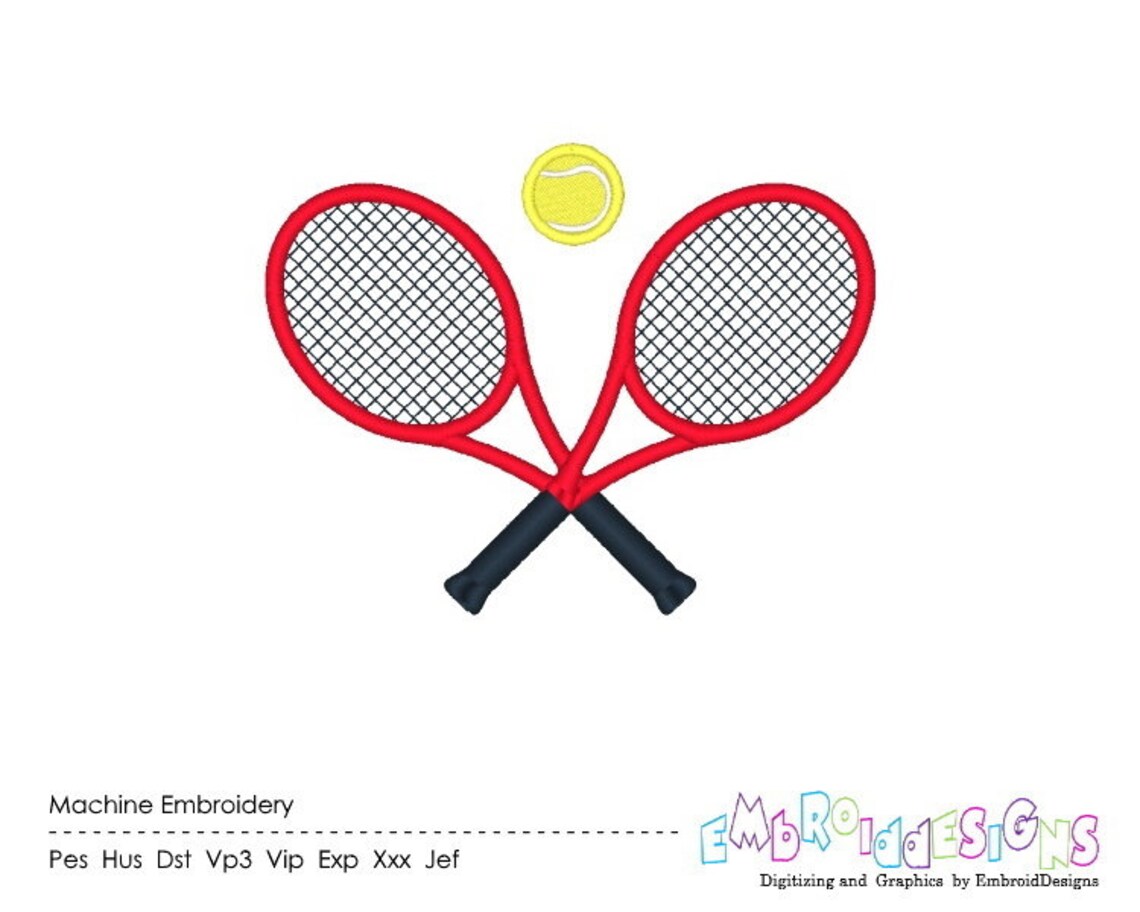 Tennis Rackets Embroidery Design Tennis Embroidery Designs - Etsy