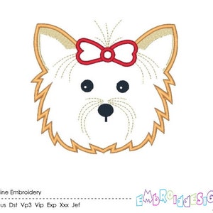 Yorkie Applique Machine Embroidery Design Yorkshire Terrier | Etsy