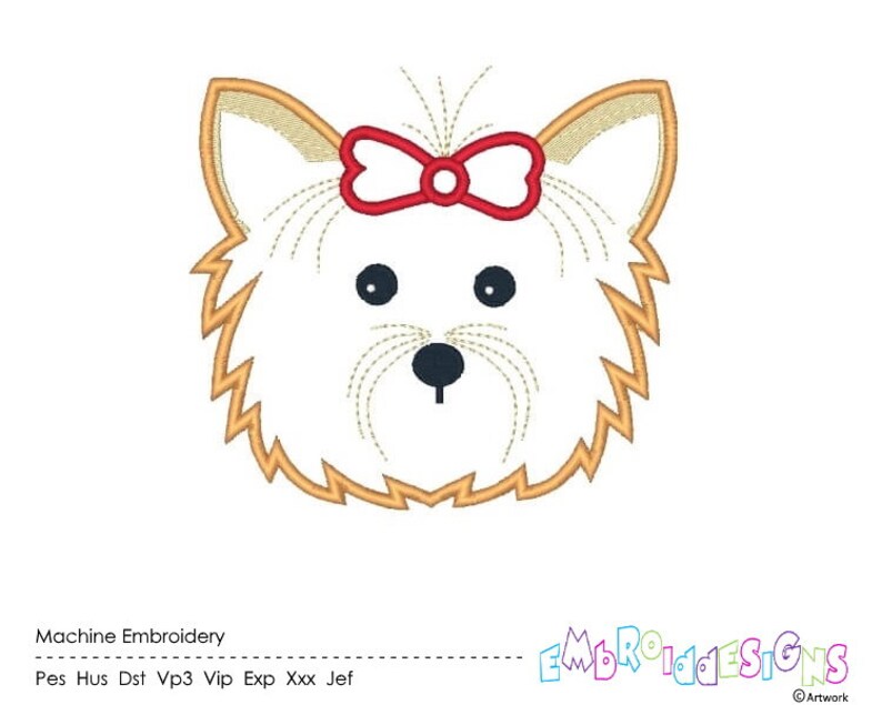 Yorkie Applique Machine Embroidery Design Yorkshire Terrier | Etsy