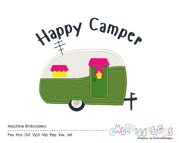 Happy Camper Machine Embroidery Design Camping Embroidery - Etsy