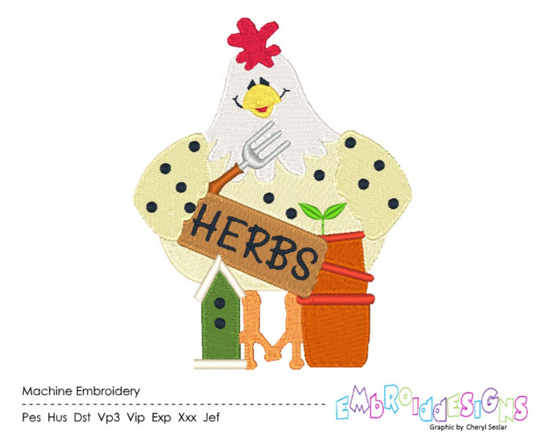 Country Hen Embroidery Design: Garden Bird (instant Download) - Etsy
