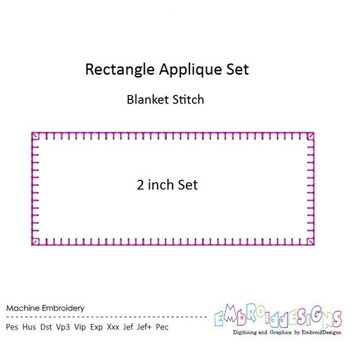 Rectangle Blanket Stitch Name Patch Applique Design - Etsy