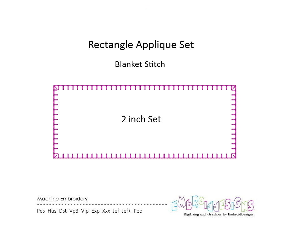 Rectangle Embroidery Applique Design Set 2 Blanket Stitch - Etsy