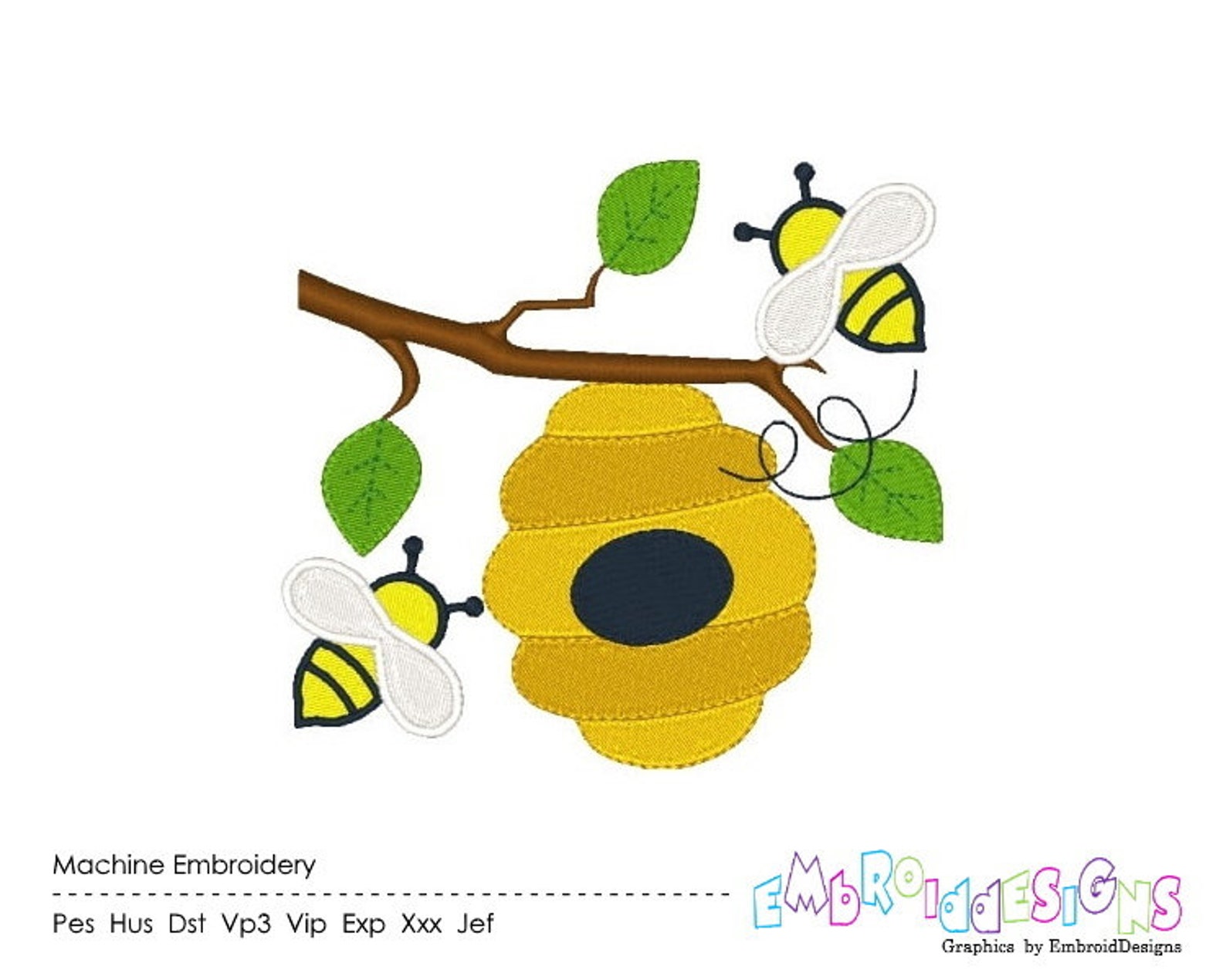 Bee Machine Embroidery Design Honey Bee Embroidery Designs | Etsy