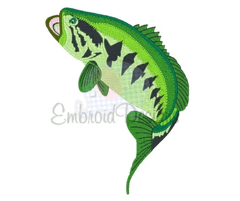 Bass Machine Embroidery Design 010316 Fish Design Filled - Etsy