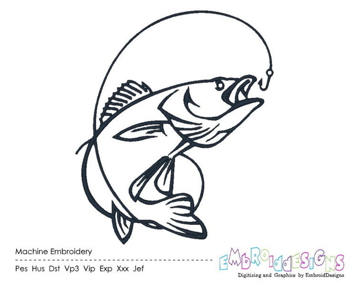 Walleye Machine Embroidery Design Fish Embroidery Designs - Etsy