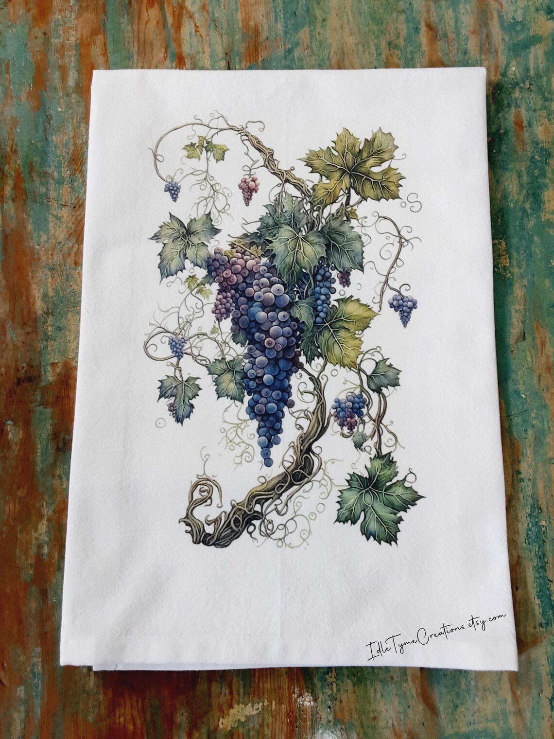 Grapevine Tea Towel, Botanical Grapes Flour Sack Towel, Wine Bar Towel ...
