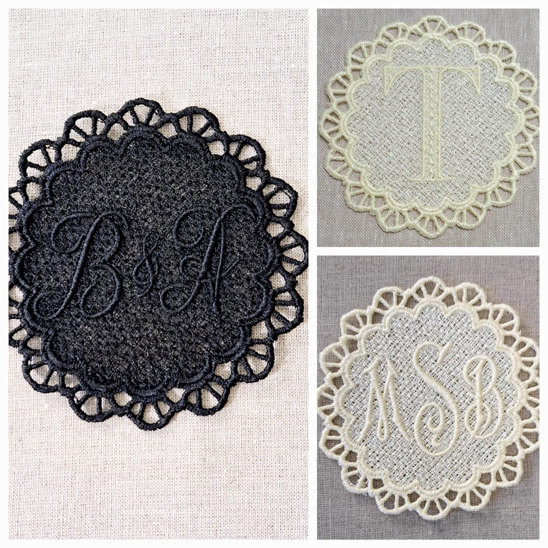 Monogrammed Lace Coasters, 13th Anniversary Gift, Personalized Wedding ...