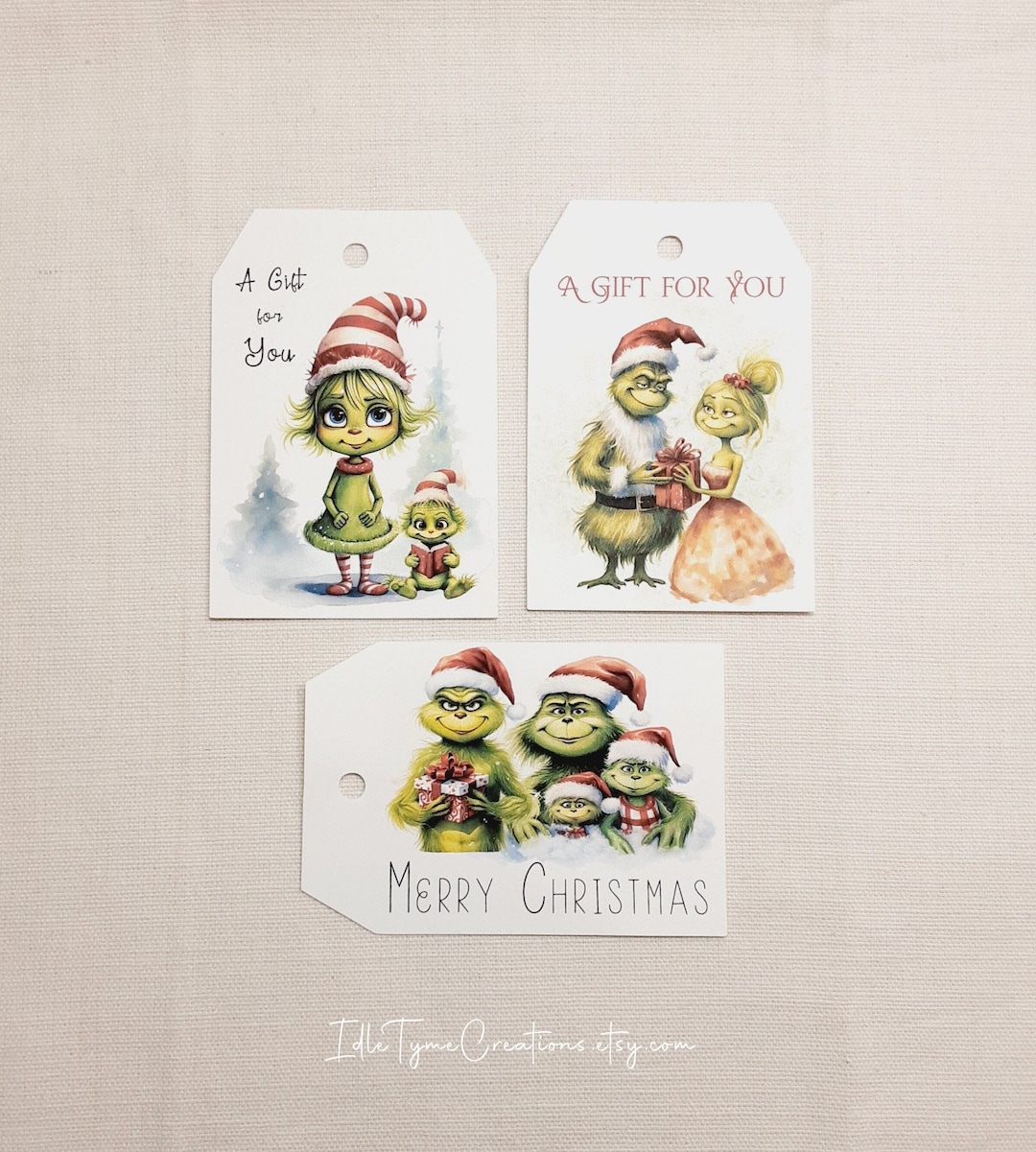 Christmas Gift Tags Grinch Gift Tags Handmade Holiday Tags - Etsy