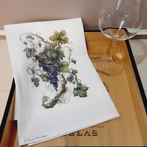 Grapevine Tea Towel, Botanical Grapes Flour Sack Towel, Wine Bar Towel ...