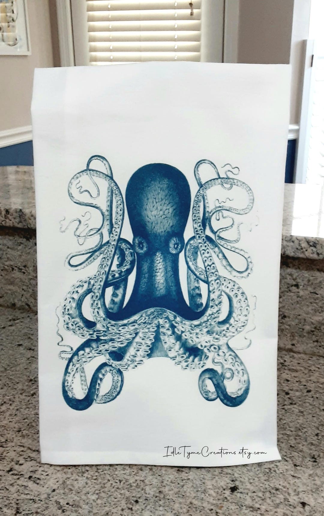 Octopus Tea Towel, Coastal Bar Towel, Guest Towel, Beach House Kitchen ...