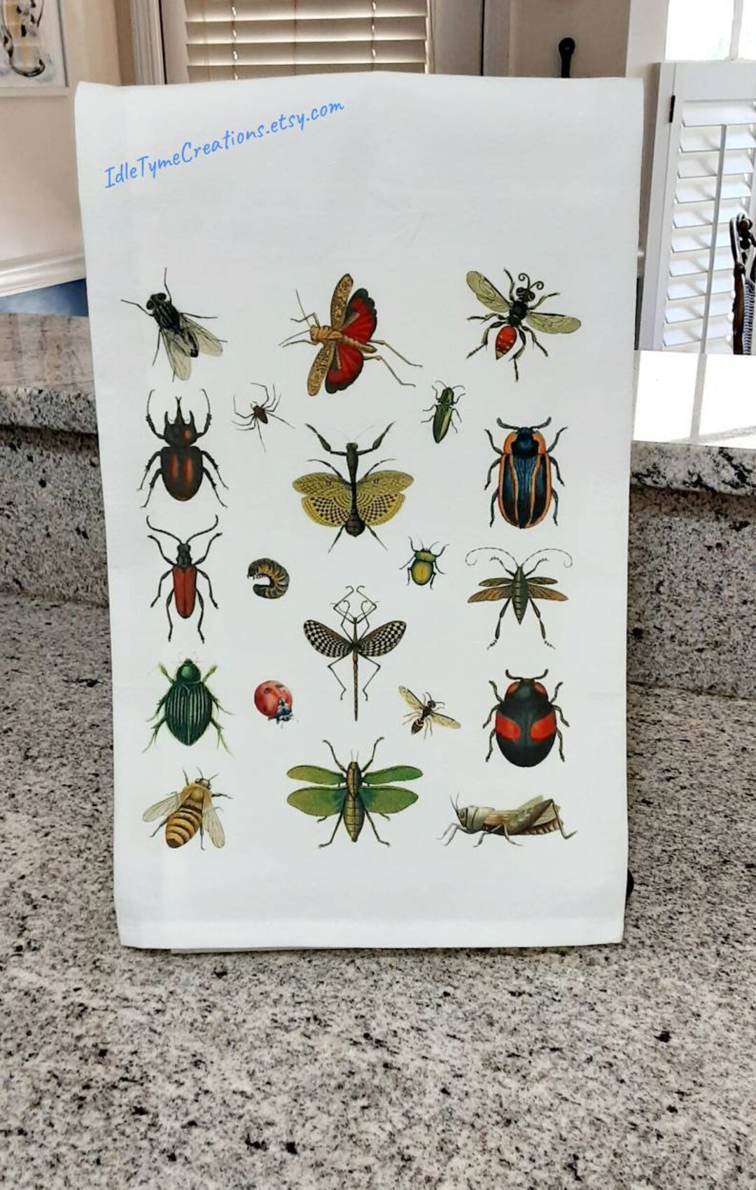Insects Tea Towel, Bee Beetles Bugs Kitchen Towel, Entomology Bar Towel ...