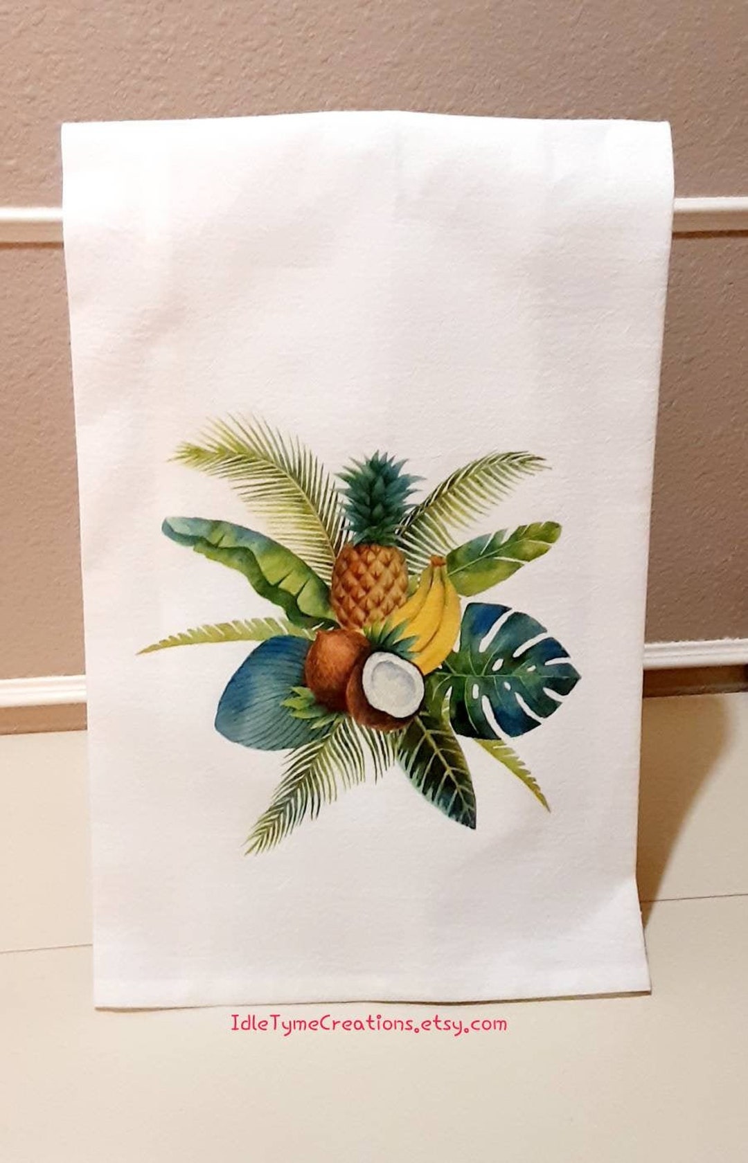 Tropical Fruit Flour Sack Towel, Monstera Kitchen Towel, Botanical Tea ...