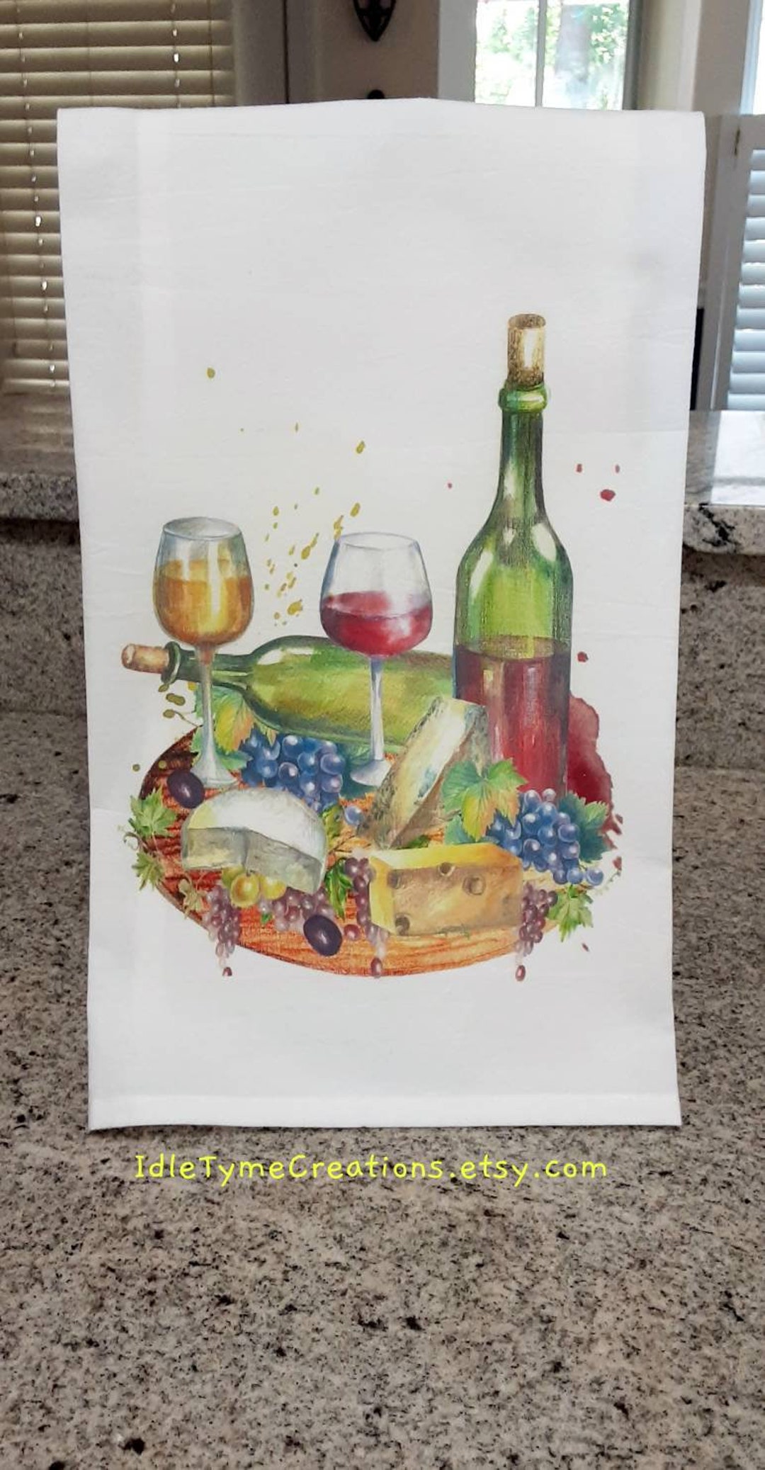 Wine Grapes Cheese Kitchen Towel, Charcuterie Board, Wine Cafe Bar ...